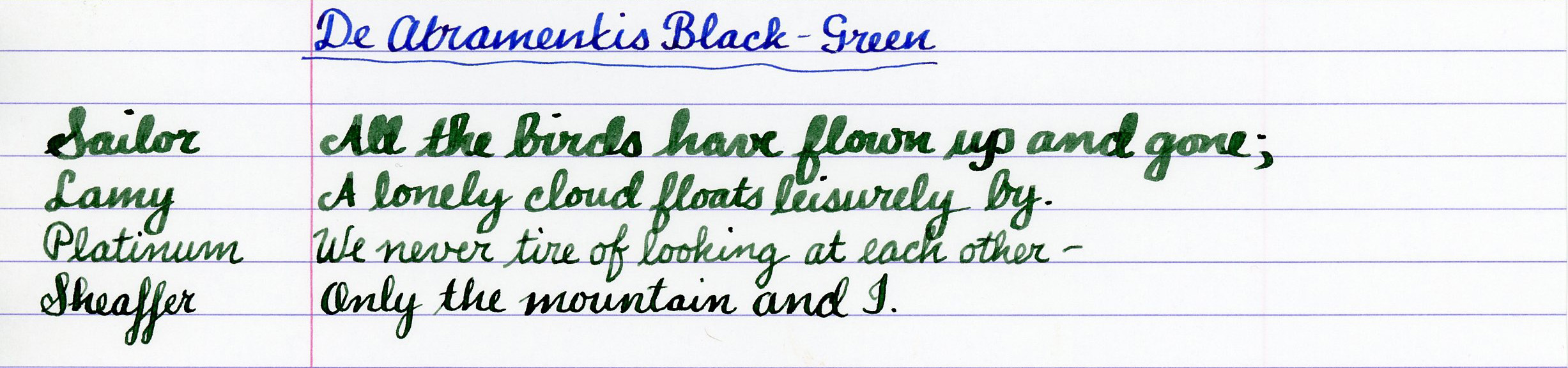 30 Green Inks Reviewed: Part 2 - Writing Samples And Performance - Ink ...
