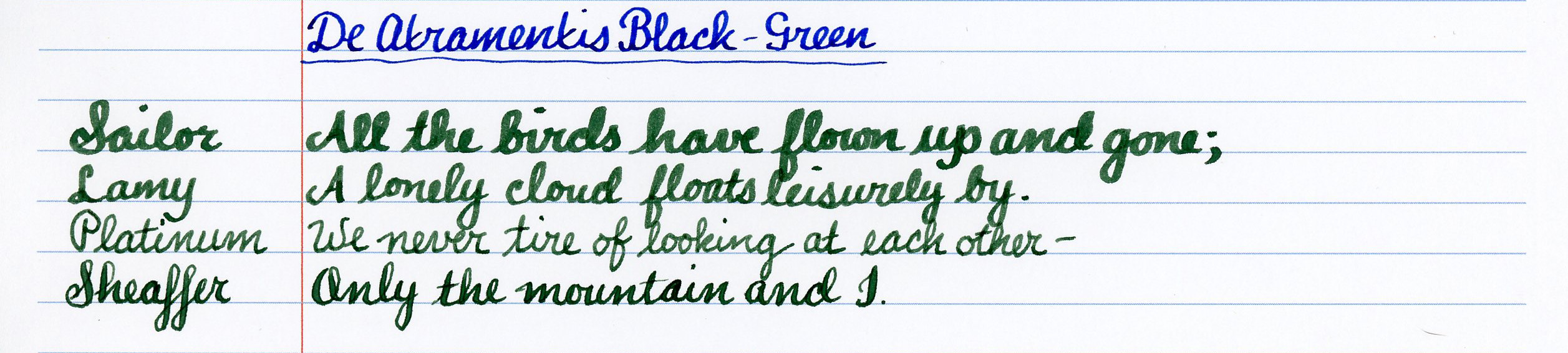 30 Green Inks Reviewed: Part 2 - Writing Samples And Performance - Ink ...