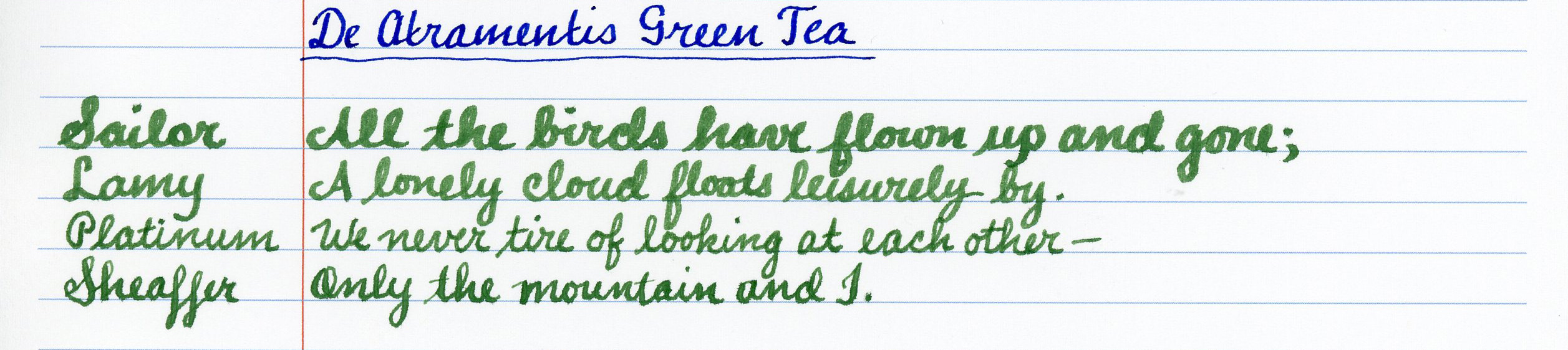 30 Green Inks Reviewed: Part 2 - Writing Samples And Performance - Ink ...