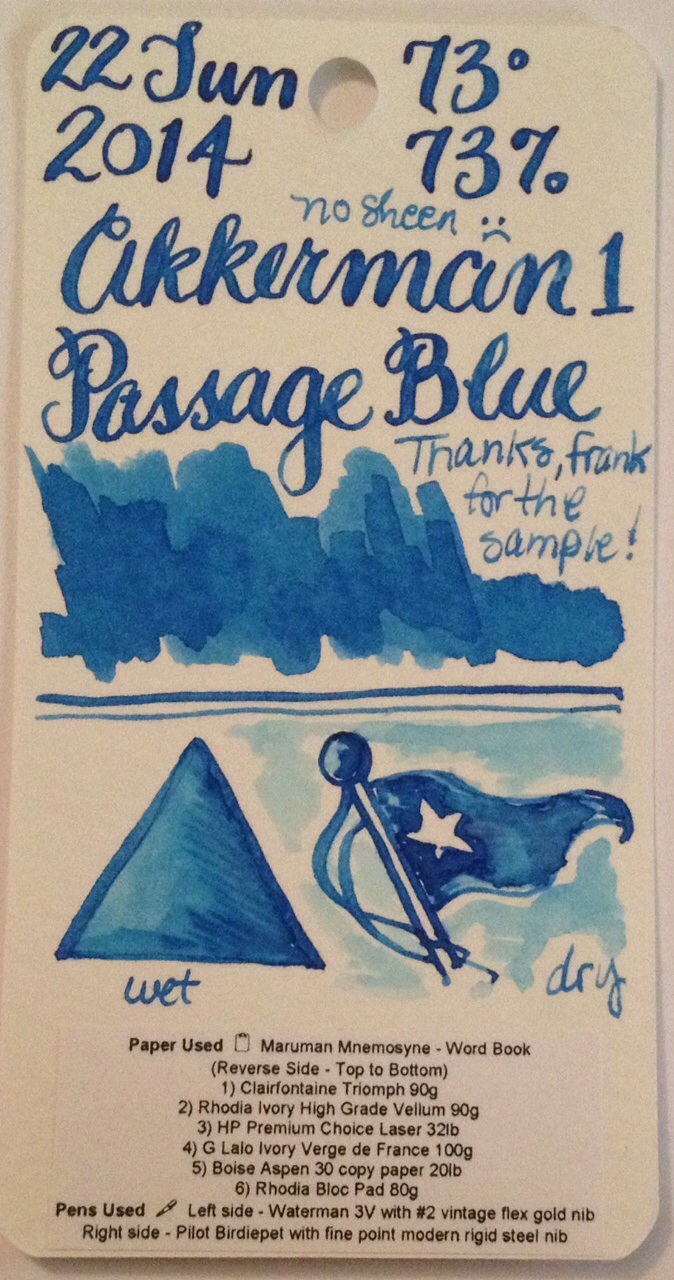 Akkerman # 1 Passage Blauw Flex Art Review - Ink Reviews - The Fountain ...
