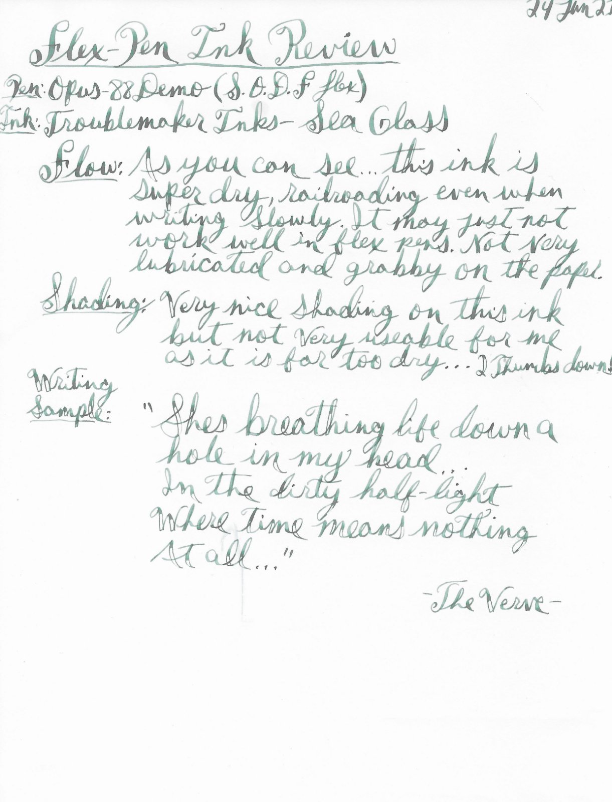 Flex-Pen Ink Review: "Troublemaker Inks - Sea Glass" - Ink Reviews ...